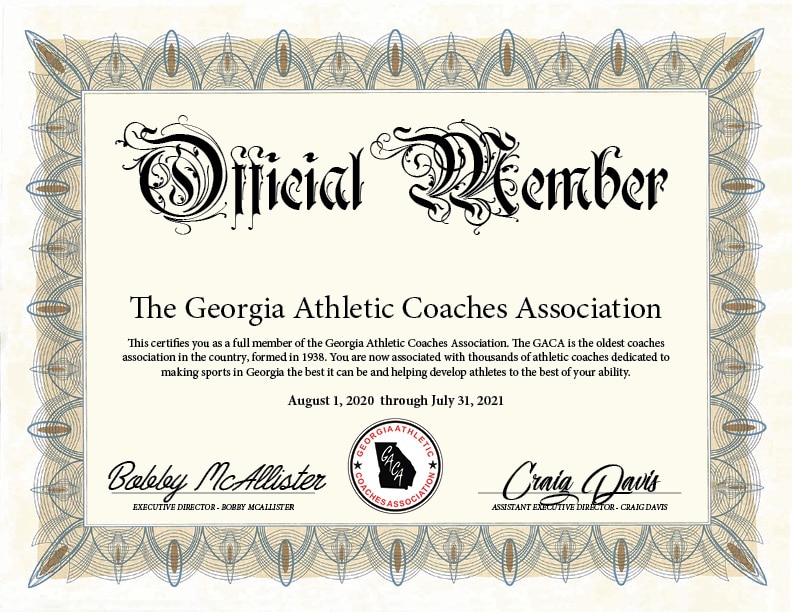 Member Certificate | Georgia Coaches Association